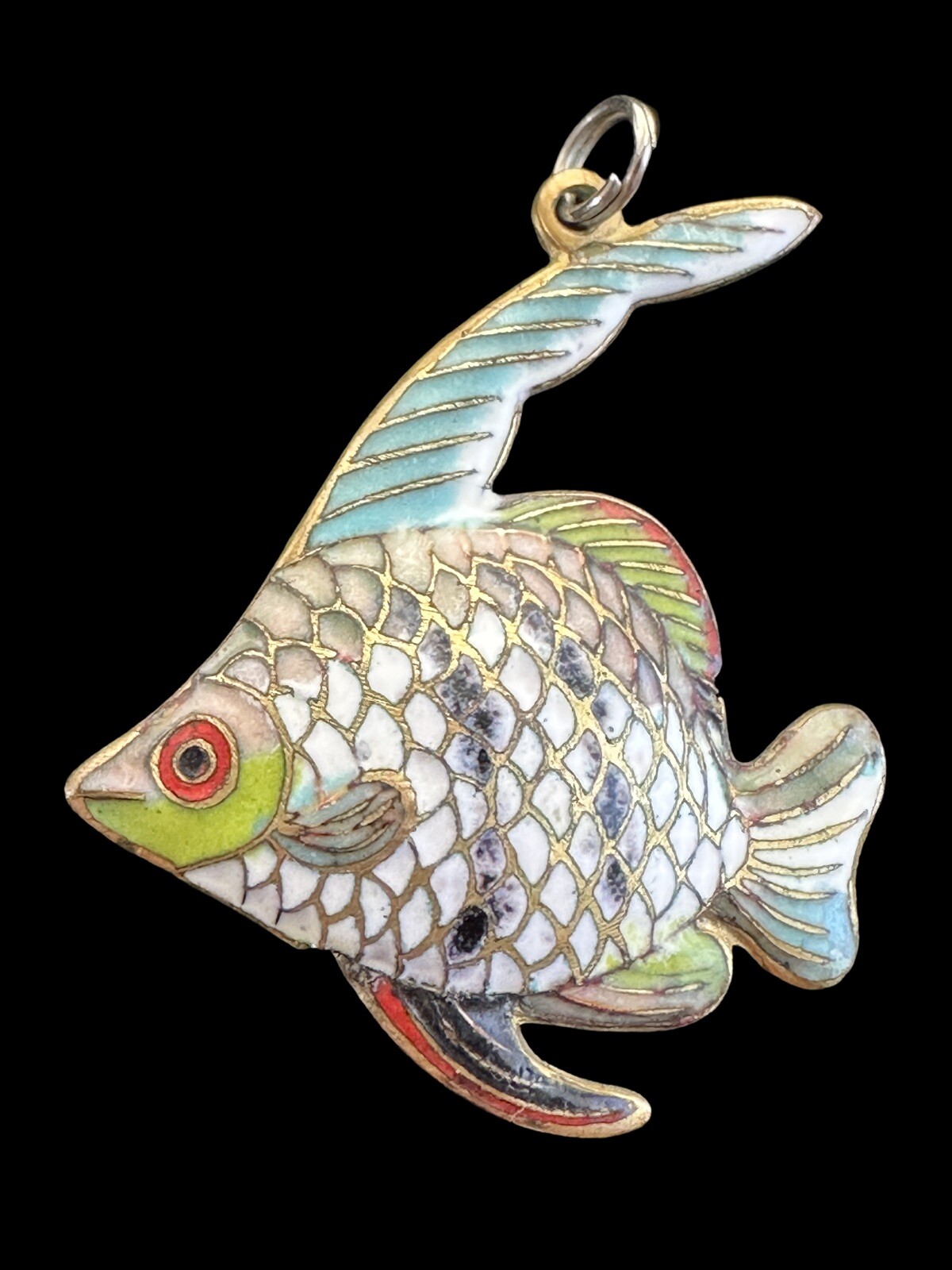 Vintage Cloisonné Enamel Tropical Fish Pendant - Gem