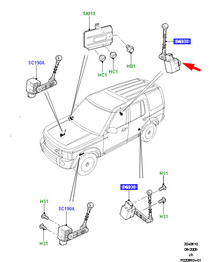 OEM Land Rover Air Suspension Height Sensor Rear LR023648 Lr4 for sale ...