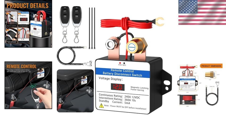 Smart Anti-Theft Battery Disconnect Switch, 12V 360A with Remote Fobs ...