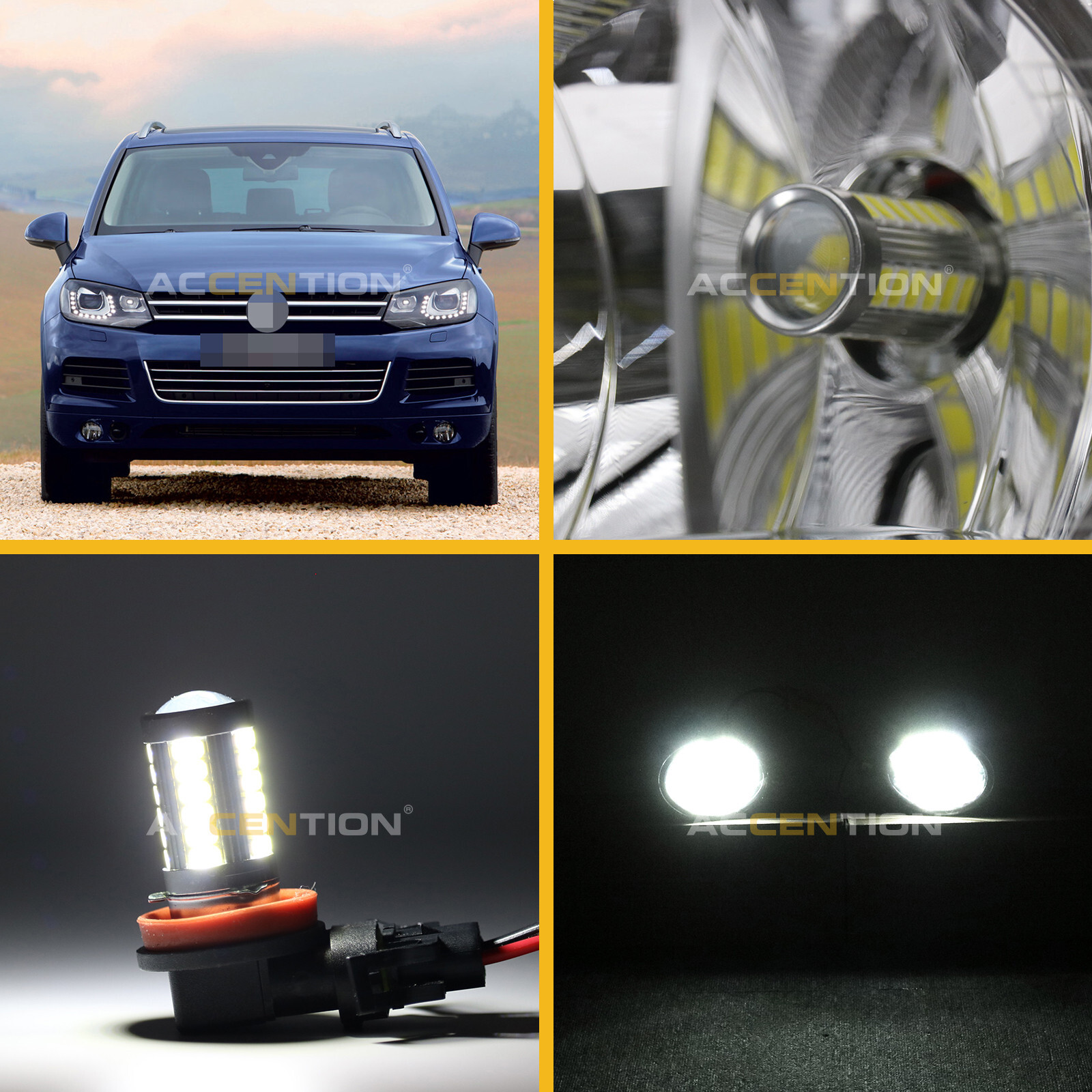 2Pcs For VW Touareg 2011-2015 Fog Lamp Fog Light LED Bulbs 7P6941699 ...