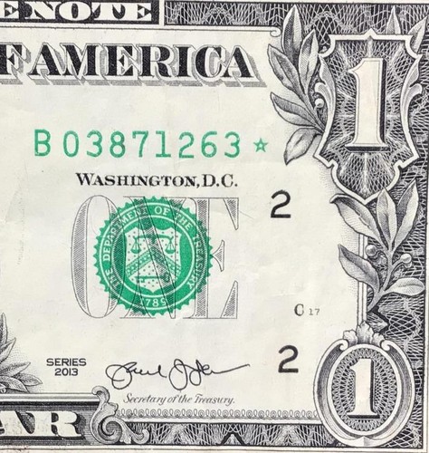 Duplicate 2013 STAR Note (B) Series Serial Number B03871263 New York $1 ...
