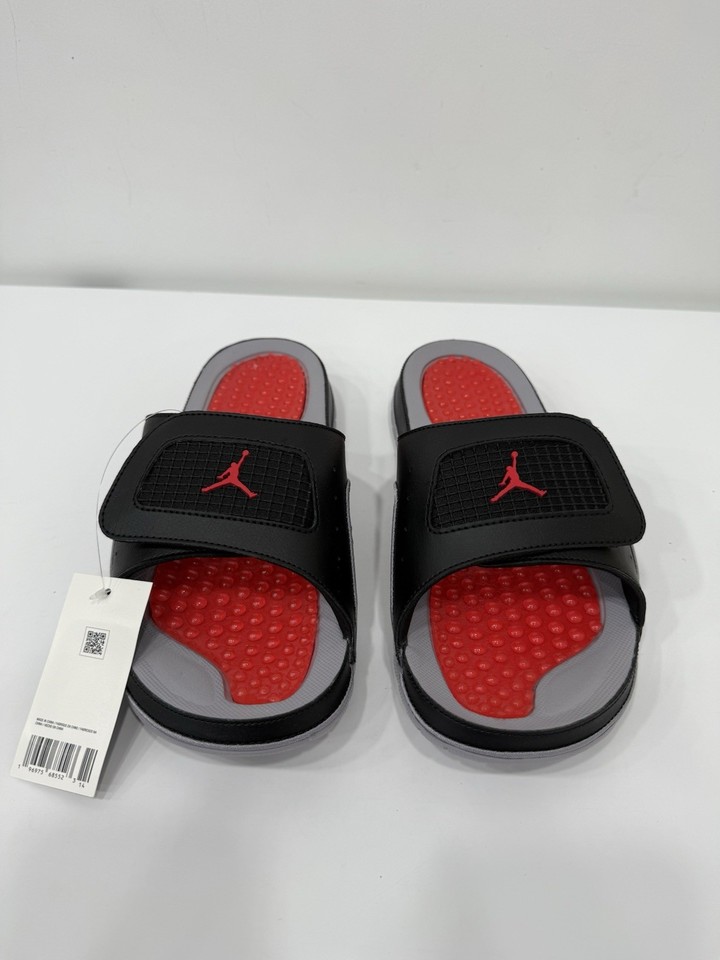 Nike Jordan Hydro 4 IV Slide 532225-060 Black Fire Red Cement Mens Size ...