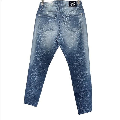 Rock & Republic Acid Splatter Medium Wash Blue Skinny Jean size 4 | eBay
