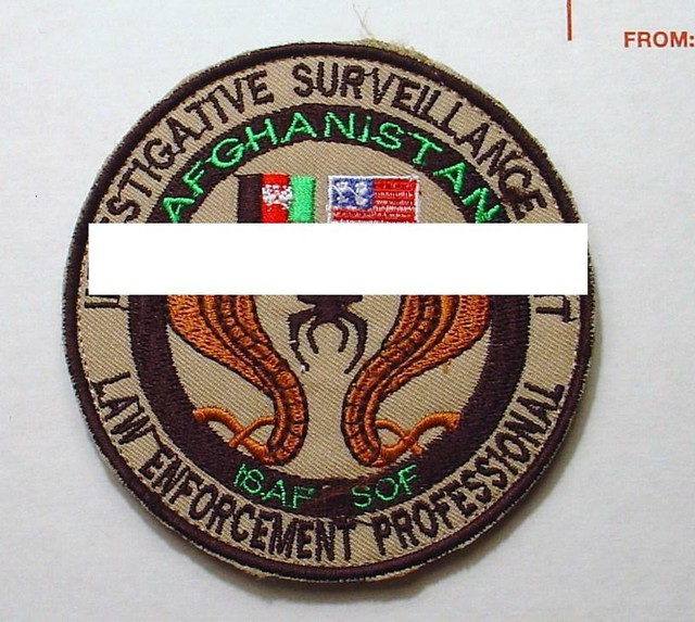 CIA DEA SAD ISAF SOF Investigator Patch Afghanistan Made Afghan patch ...