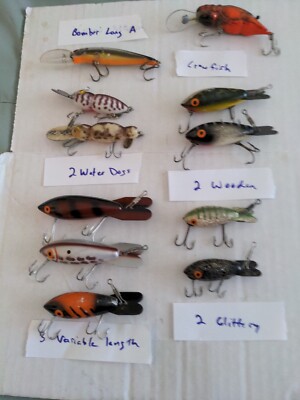 11 Lot Vtg Diving Bomber Water Dog Long A Crawdad Crab Crankbait ...