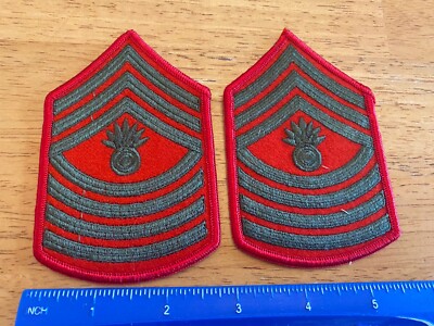 Pair Small Master Gunnery Sergeant USMC Red Green Enlisted Rank Patches ...