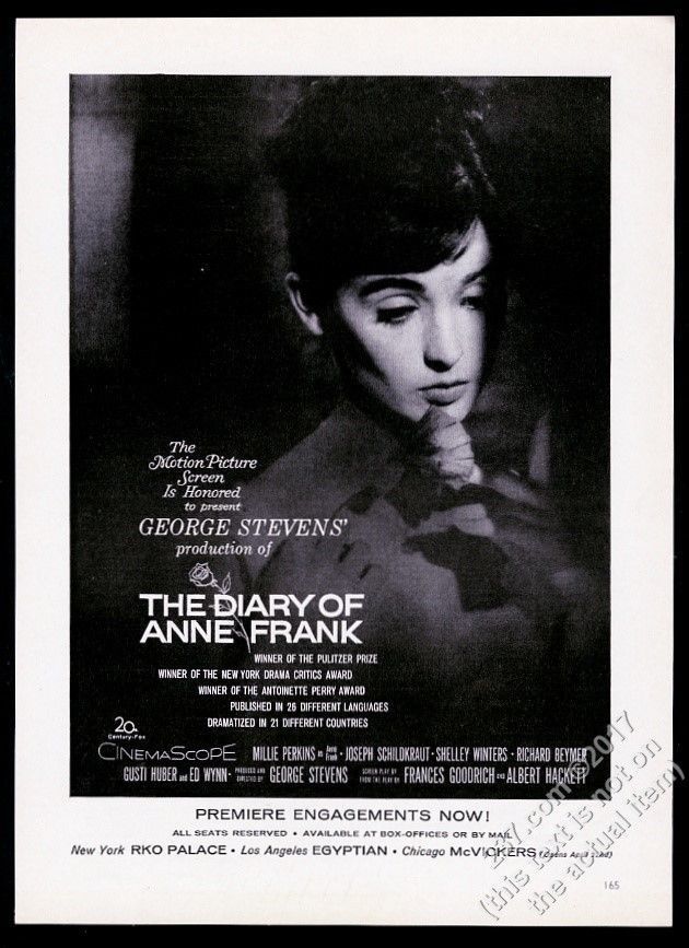 Millie Perkins As Anne Frank THE DIARY OF ANNE FRANK, Millie Perkins,
