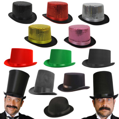 ADULTS TOP HAT FANCY DRESS STAG PARTY VICTORIAN MAGICIAN UNISEX ...