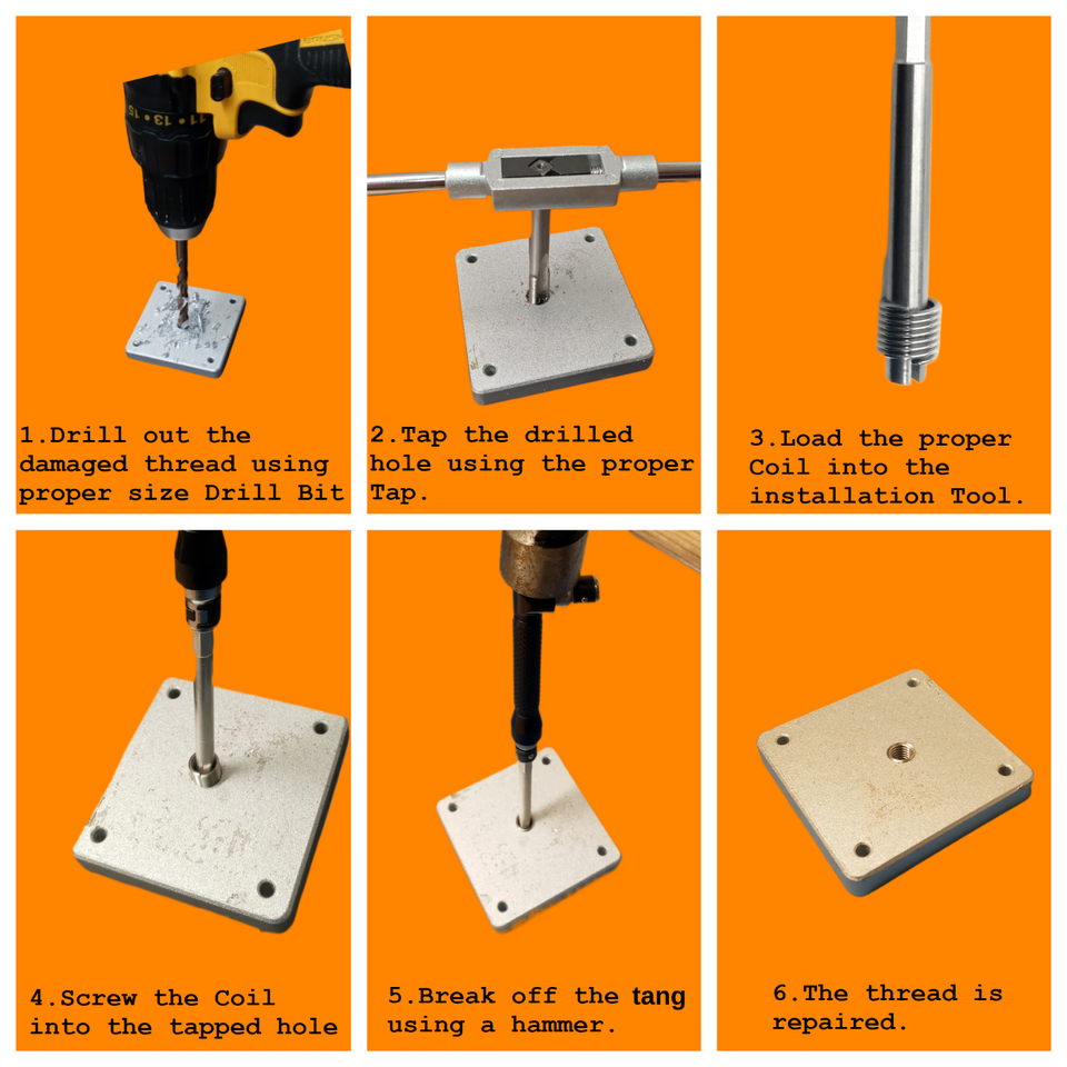 8x1.25 Helicoil Kit Metric SS304 (50pc), Thread Repair KIT, Helicoil ...