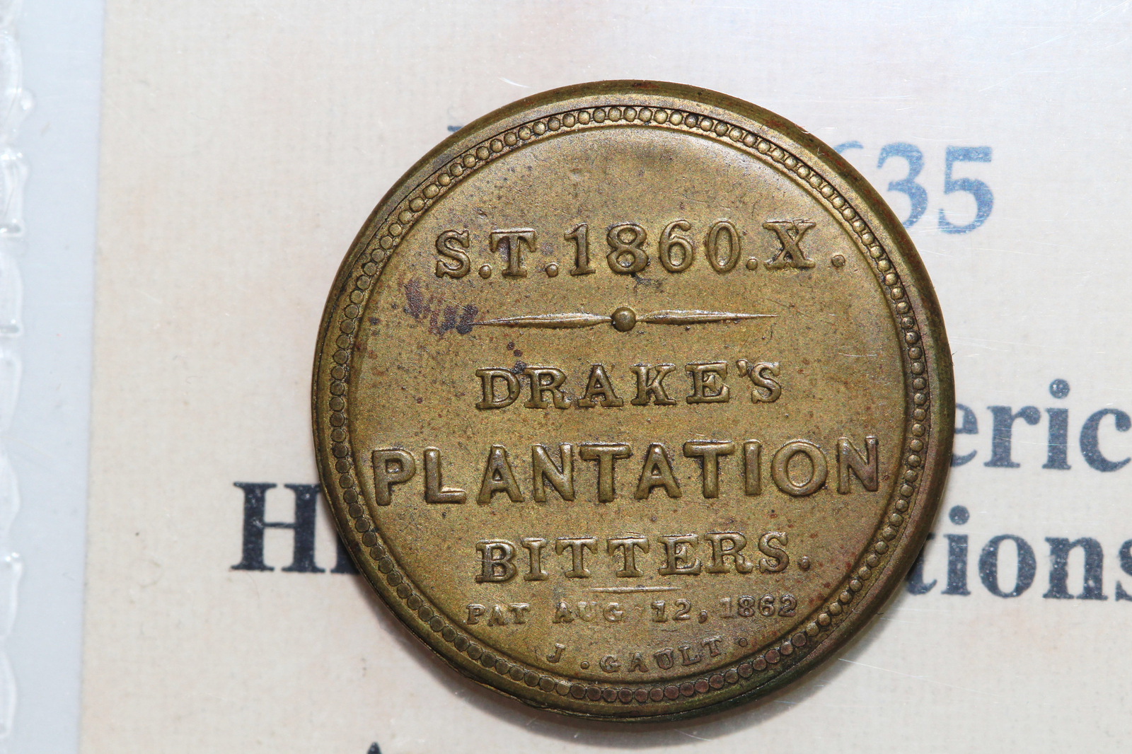 1862 Encased Postage Drake's Plantation Bitters Franklin 1 Cent Blue ...
