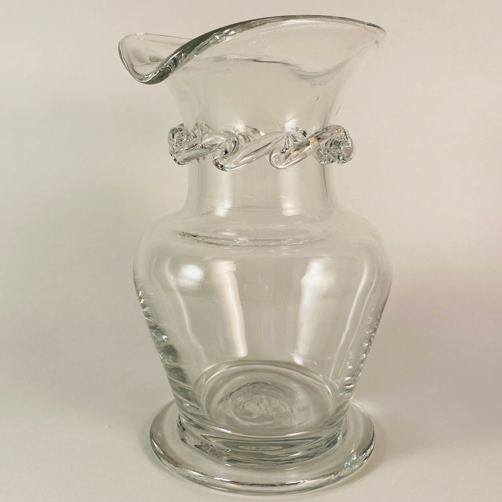 Art Glass Vase Pitcher Rigaree Collar Two Spouts Hand Blown | eBay