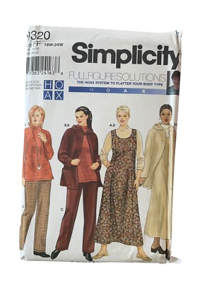 UNCUT Sewing Pattern Simplicity 9320 Full Figure Jumper Jacket Pants ...