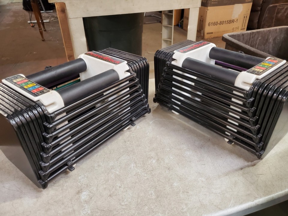 Pair of Classic 50 Power Block Dumbbell Weight Sets, Adjustable 10 to ...