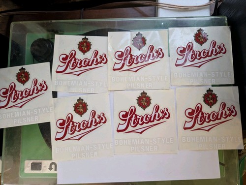 Lot of 7 Vintage Strohs Detroit Brewery Beer Vinyl Decal Stickers ...