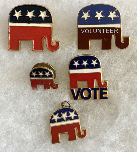 Vtg RNC Republican Elephant Pins Charm Patriotic Politics Lot Of 5 Vote ...