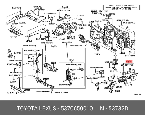 member, front apron to cowl side, upper left, 5370650010 for TOYOTA ...