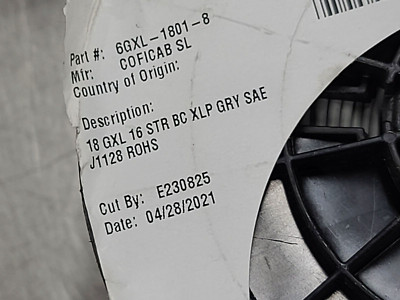 Coficab #18awg GXL SAE J1128 XLPE Automotive Lead Wire Cable 125C Gray ...
