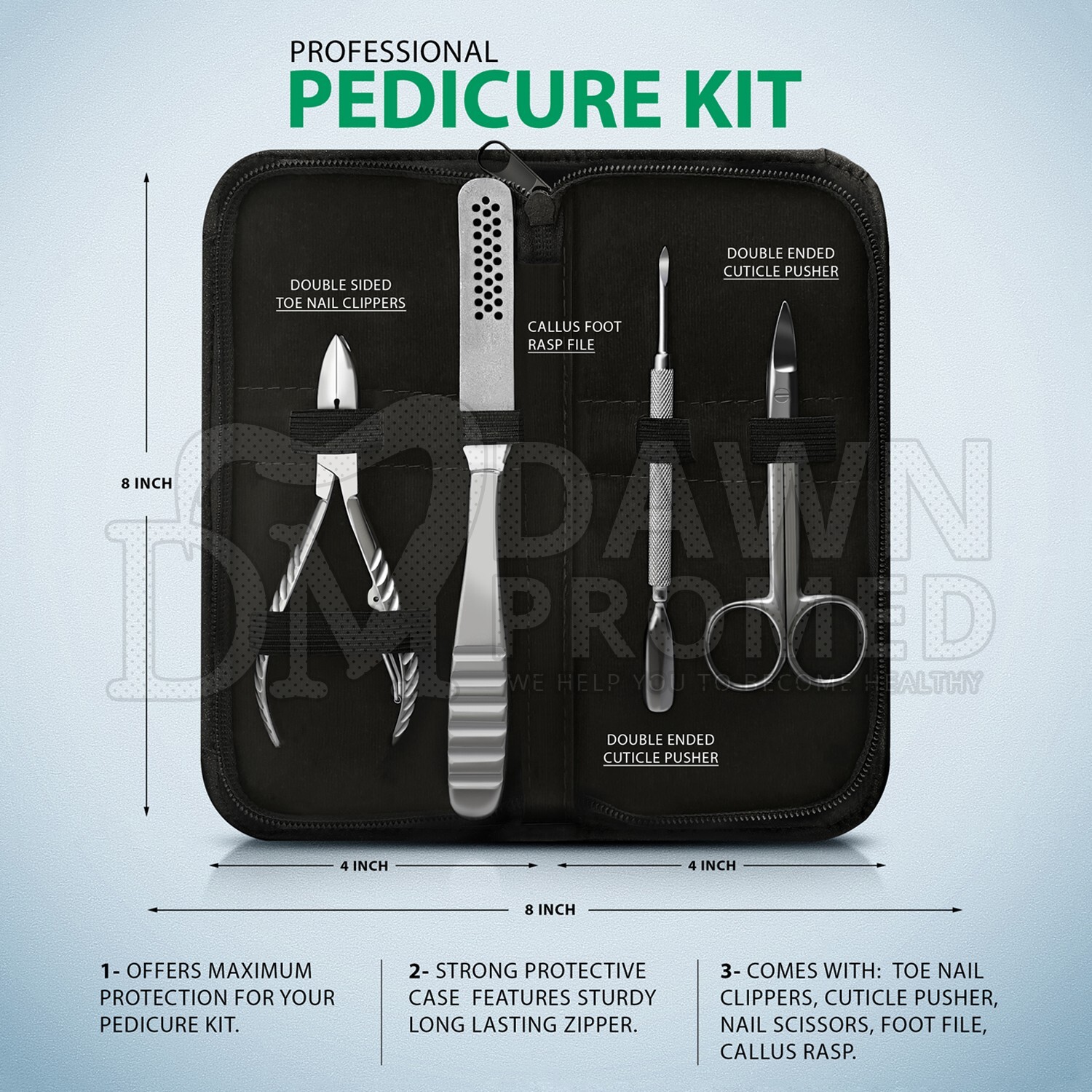 4 Pedicure Kit Toe Nail Clippers Set Cutter Cuticle Pusher Scissors ...