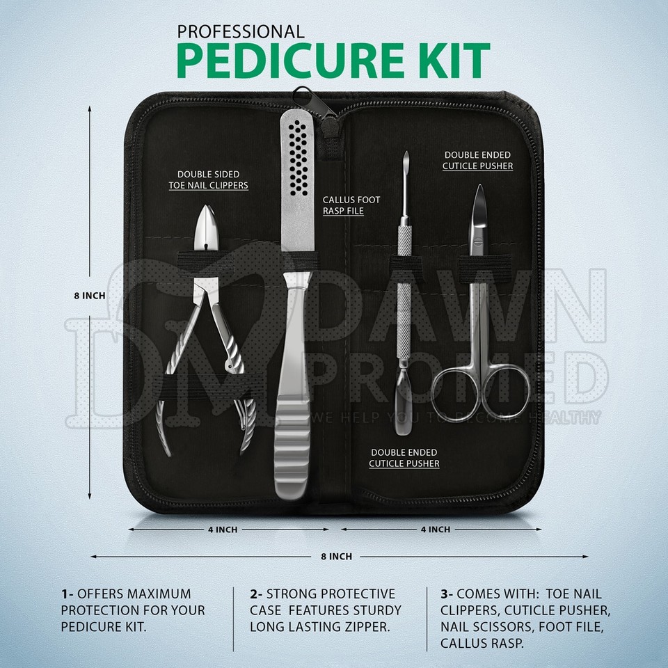 4 Pedicure Kit Toe Nail Clippers Set Cutter Cuticle Pusher Scissors ...
