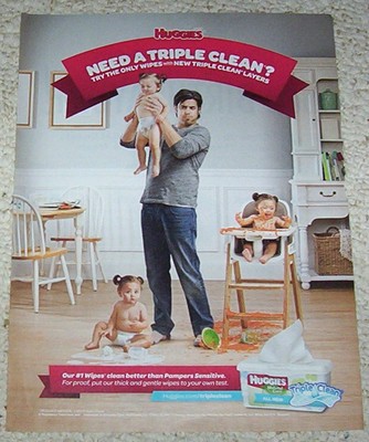 2013 print ad - Huggies cute little diaper baby girl triplets family ...