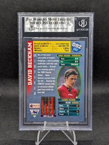 1996-97 Merlin's Premier Gold Soccer #92 David Beckham Rookie Card BGS ...