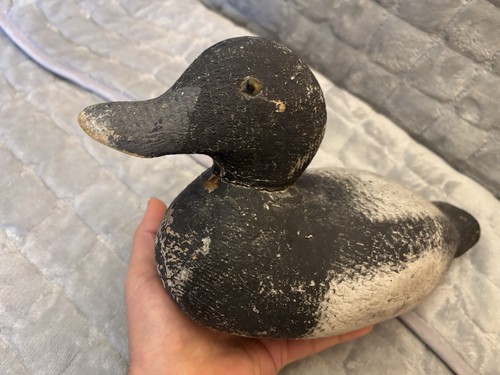 Antique Wooden Duck Decoy Bluebill Hand Carved And Painted Glass Eyes ...