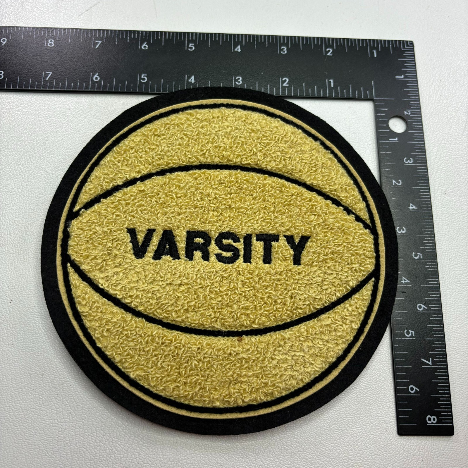 Large GOLD & BLACK VARSITY BASKETBALL Chenille Letter Jacket Patch 00O9 | eBay