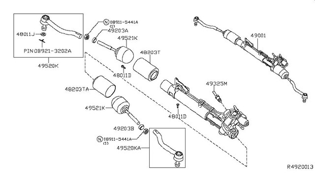 OEM NISSAN LEFT FRONT OUTER TIE ROD END 2007-12 ALTIMA 2009-12 MAXIMA ...