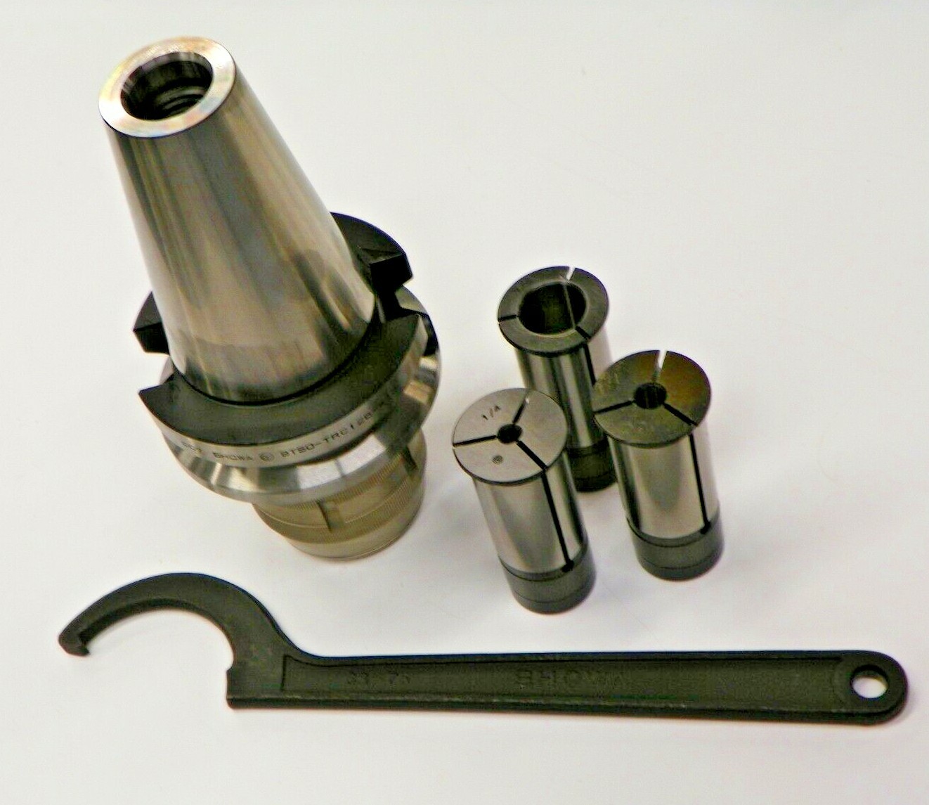 SHOWA TOOL, BT50 MILLING CHUCK, #BT50-TRC125-413 W/ 3 COLLETS & WRENCH ...