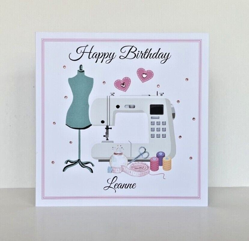Sewing Birthday Quotes A5 PERSONALISED BIRTHDAY CARD Happy Sewing