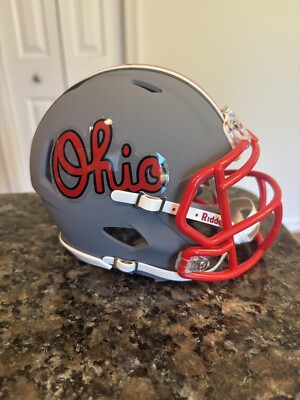 Ohio State Buckeyes Custom Matte Gray Script Ohio Mini Football Helmet ...