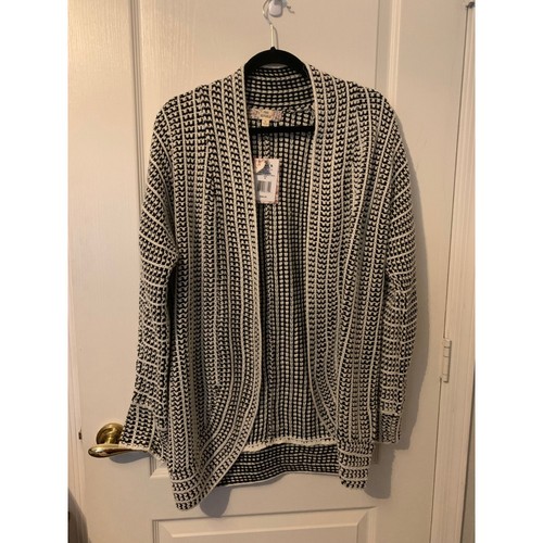 Pink Republic Black/Ivory Marbel Sweater Medium Open Front Cardigan | eBay