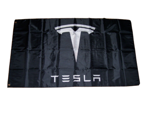 TESLA 3'X5' FLAG BANNER MAN CAVE RACING EV ELON MUSK GARAGE WALL SHOP ...