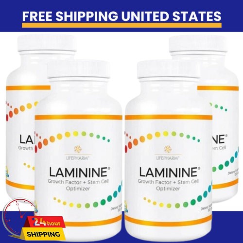 4 AUTHENTIC LifePharm Laminine Supplement 120 Capsules Total - EXP 07/ ...