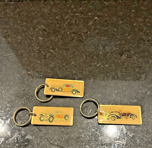Lot of 3 Vintage Solid Brass Car Design Keychains Auto Theme 2” Each ...