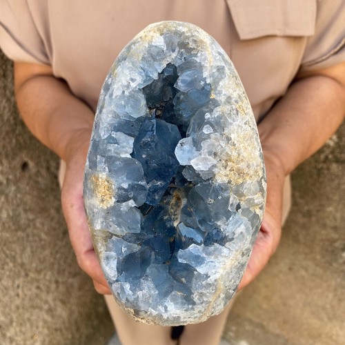 3.7LBNatural Beautiful Blue Celestite Crystal Geode Cave Mineral ...
