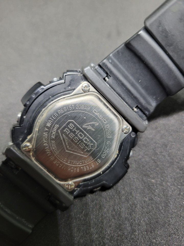 Vintage Casio G-Shock 47mm G-2500 2266 Black Data Memory Watch Working ...