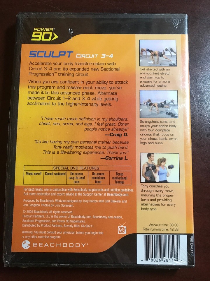 BeachBody Power 90 Sculpt Circuit 3-4 with Tony Horton DVD 2005 Workout ...