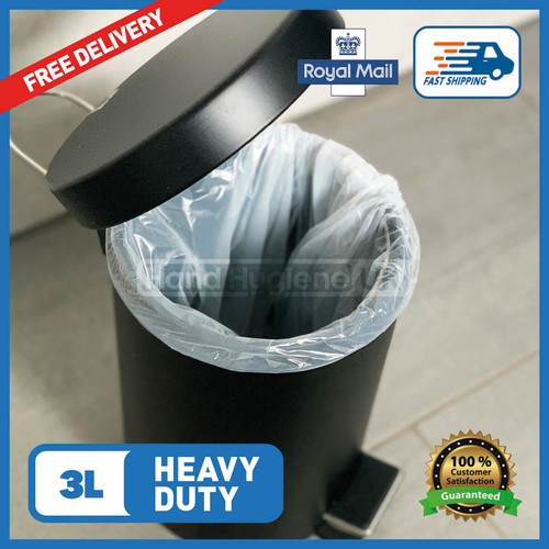 Recyclable 3 Litre Pedal Bin Bags White 3L Liners For Bathroom Suite ...