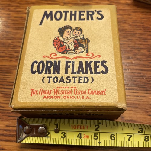 MOTHER’S CORN FLAKES OLD MINI BOX Great Western Cereal Co. Akron Ohio 3 ...