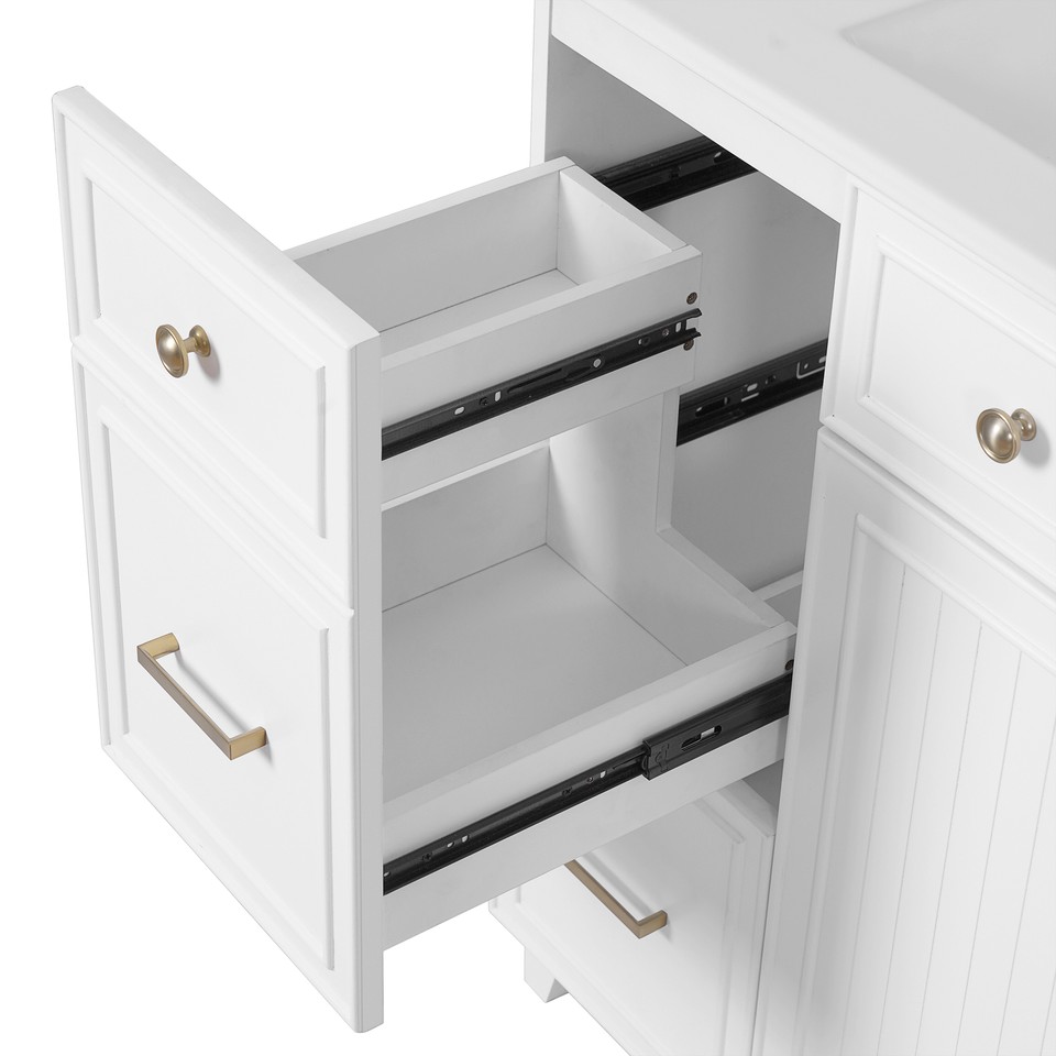 36"Bathroom Vanity w/Ceramic Sink,Standard &Double-Layer Drawers,Soft ...