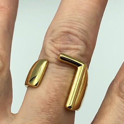 STATEMENT Gold Tone Signet Wrap Ring UK Size N Christmas Retro ...