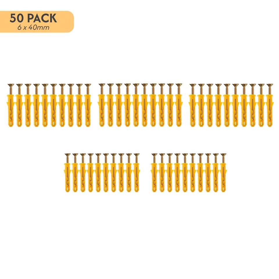 50Pcs Wall Plugs Set Raw Drill Plugs Anchors and With Heavy Duty Screws ...