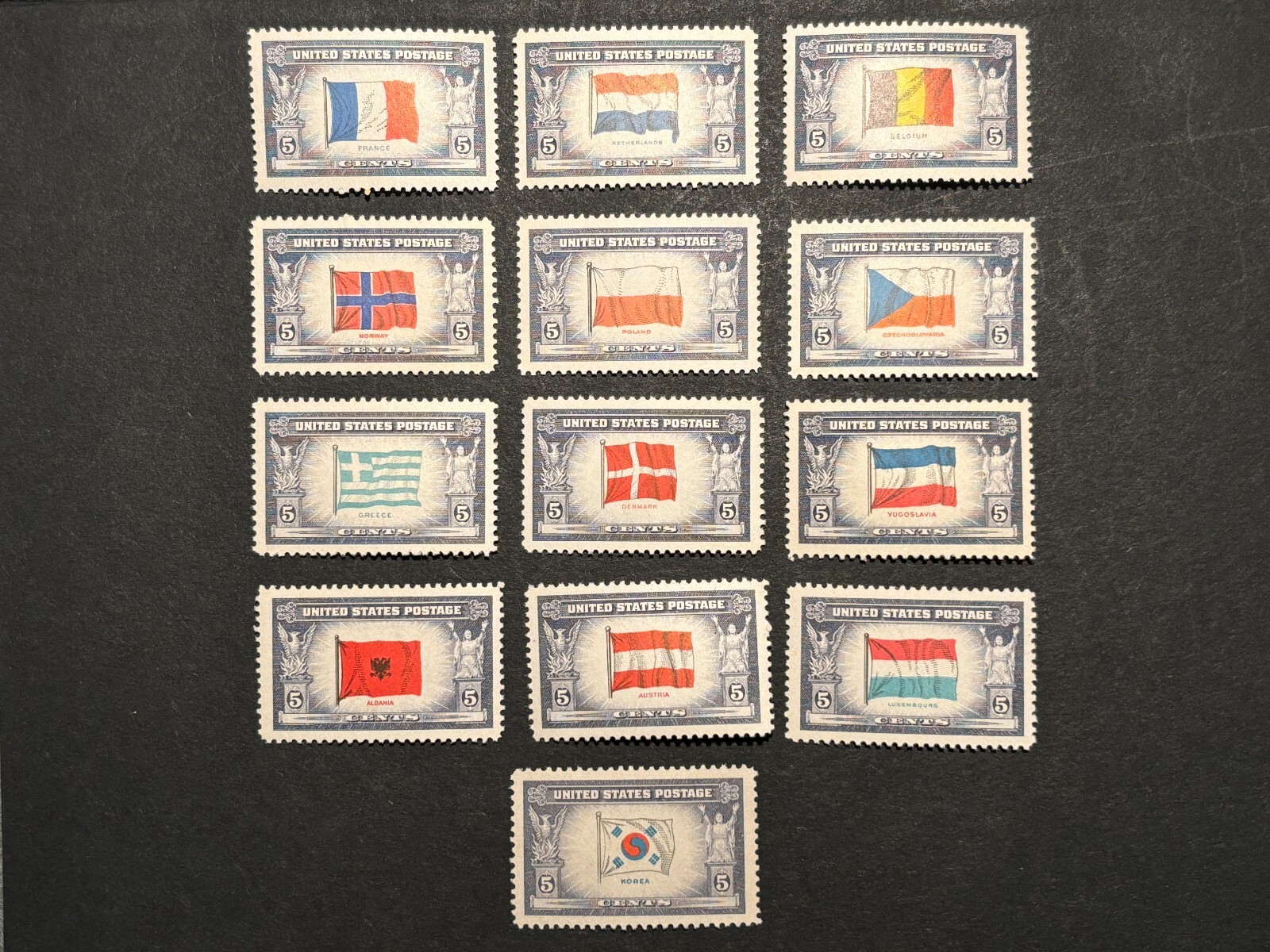 U.S. Scott #909-921 - Overrun Countries - Complete Set (1943-44) - MNH ...