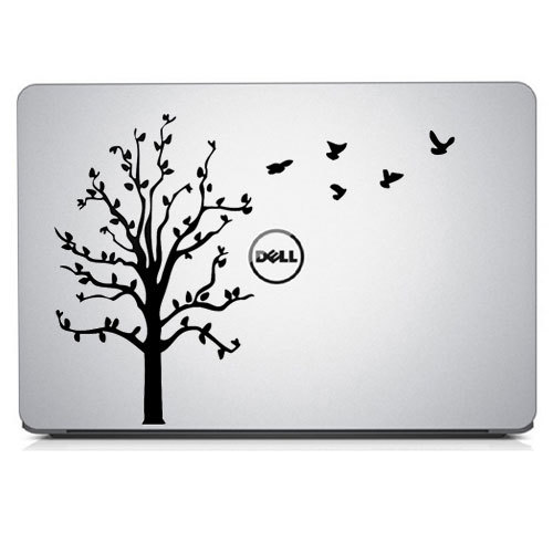 Laptop Sticker With Birds Tree