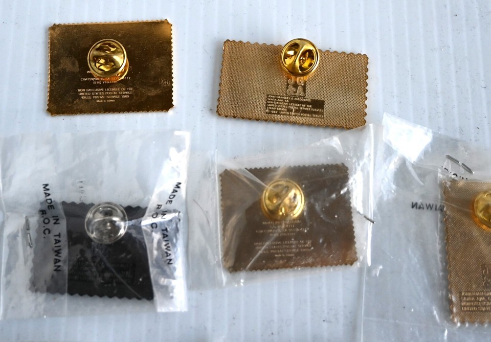 VTG USPS POSTAGE STAMPS ENAMEL/METAL LAPEL PINS-Lot of 9-Assorted-Pins ...