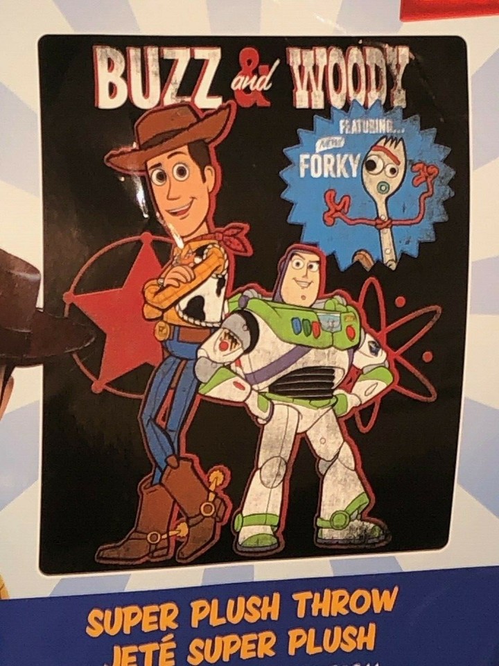 New Toy Story 4 Buzz and Woody with Forky Super Plush Throw | eBay
