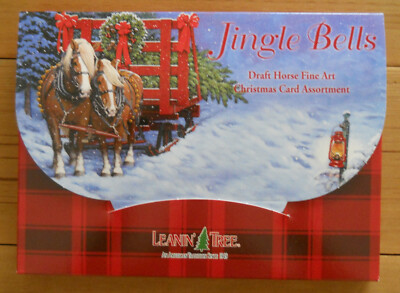20 Leanin Tree CHRISTMAS Cards, JINGLE BELLS DRAFT HORSES,Red Sleigh ...