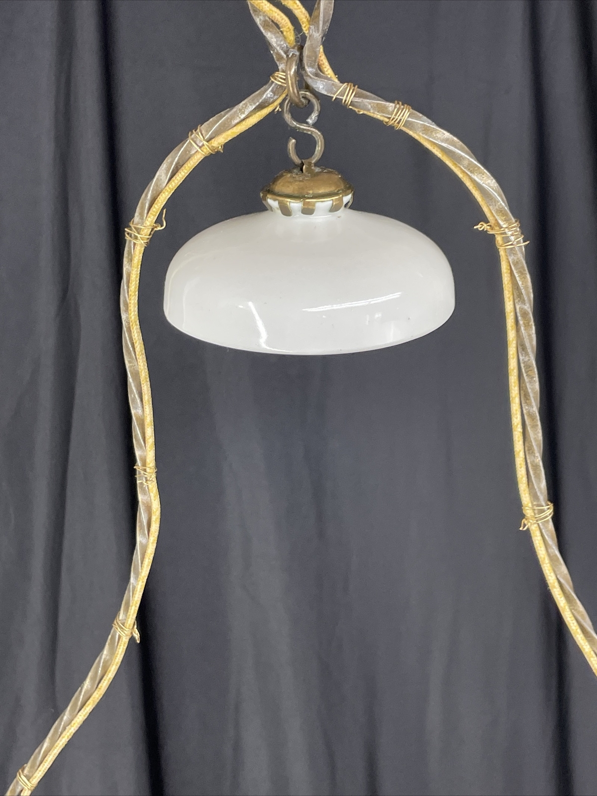 Antique 1800s Hanging Elec. Oil Lamp Frame Victorian Milk Glass HASAG ...