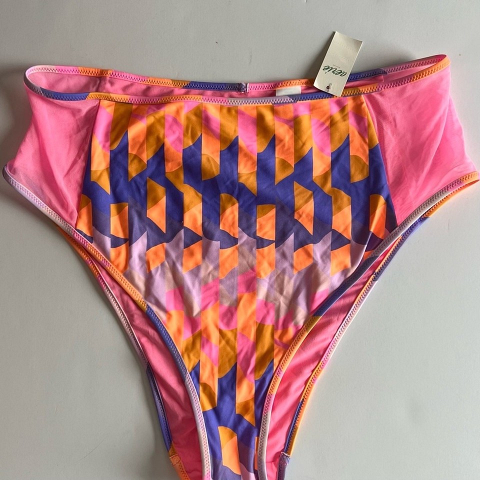 NWT Aerie High Cut Cheeky Bright Pattern Swim Bottoms Sz XL | eBay